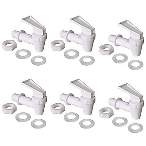 Water Crock Water Tap - Water Bottle Jug Reusable Spigot Spout - Replacement Water Beverage Lever Pour Dispenser Valve - Water Dispenser Cooler Faucet.(Pack of 6 White)
