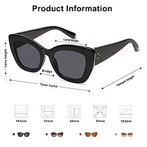 SOJOS Retro Chunky Cateye Sunglasses Women Classic Vintage Trendy Shades Sunnies Gafas de sole UV400 Protection SJ2190 Black