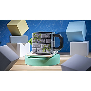 Zak Designs Minecraft Ceramic Sculpted Mug and Plate Set for Coffee, Tea, Breakfast or Dessert, 3D Character Collectible Keepsake (2-Piece, Non BPA, Creeper)