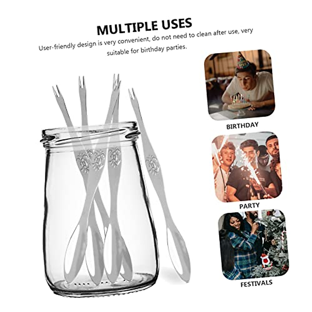 DOITOOL 5pcs Stainless Steel Crab Fork Stainless Steel Lug Nuts Fork and Spoon Set Cocktail Tools Stainless Steel Set Walnut Opener Tool Lobster Crackers Crab Fork Tool Crab Peeling Tools