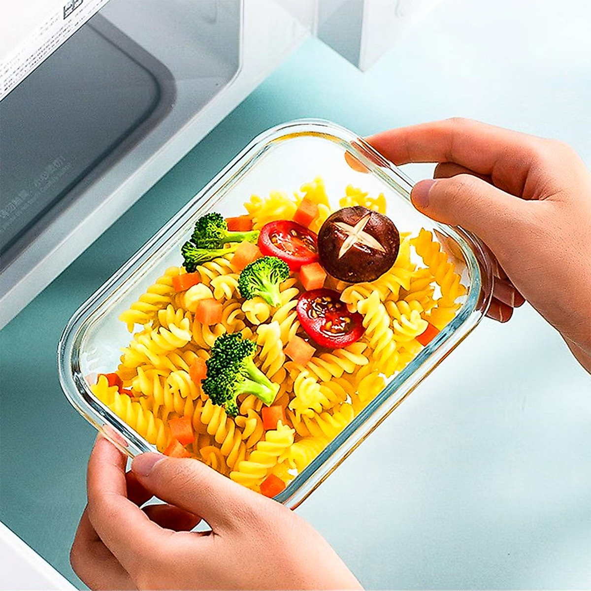 XYouyu Food Storage Containers Glass Food Storage Containers With Airtight Lids -Meal Prep Airtight Glass Bento Boxes BPA-Free (Set Of 3 Piece) Microwave, Oven Safe