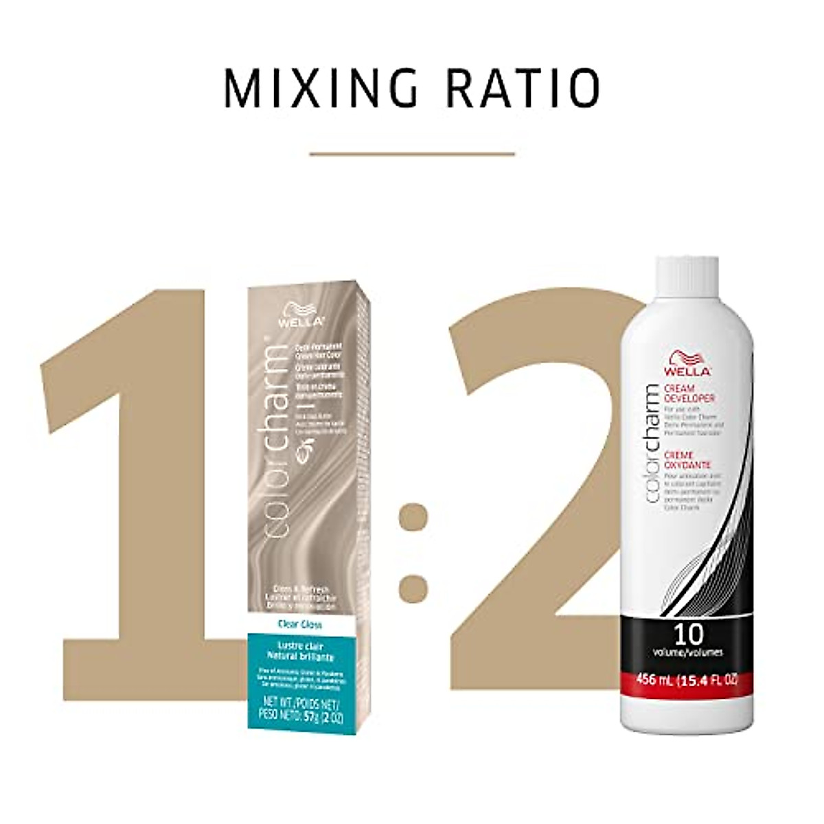 WELLA colorcharm Demi Permanent Hair Color, Adds Gloss & Color Richness, Gray Coverage, Clear Gloss, Clear Gloss + 10 Vol. Developer