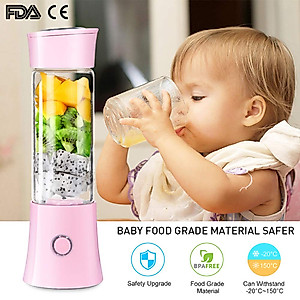 Taillansin【2019 Newest】Portable Blender, Multi-functional Travel Electric Juice Cup with USB Rechargeable Small Blender for Shakes and Smoothies, Stronger and Faster with Stainless Steel 6-Blades(FDA BPA free)