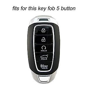Lcyam Key Fob Cover Silicone Case Remote Holder Compatible with 2020-2023 Hyundai Palisade Elantra Keyless Push Start 5 Button (Black Red)