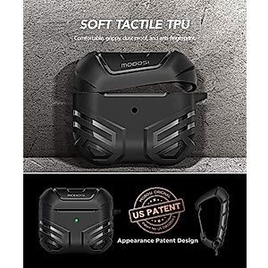 MOBOSI AirPods 3rd Generation Case 2021, Hard Shell Design Full-Body Protective Vanguard Armor Military AirPod 3 Case Cover with Keychain for AirPod Case 3rd Generation Case [LED Visible], Black