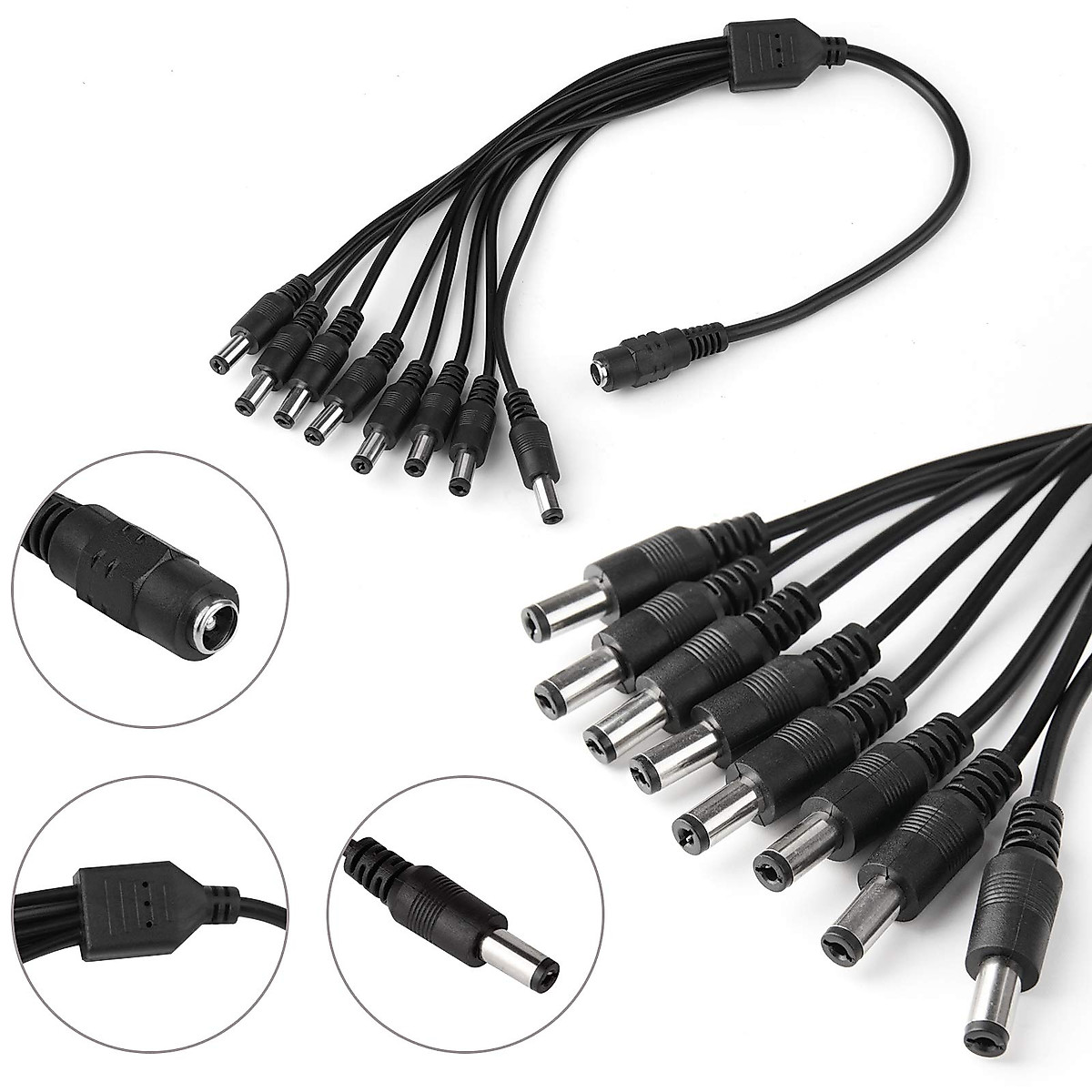 12V 7A CCTV Surveillance Video Power Supply Adapter + 1 to 8 Power Splitter & 110~240V AC 2.1mm Plug for Security Camera，LED Strip Light
