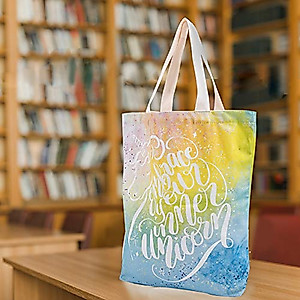 NymphFable Canvas Bag Dream Unicorn Shopping Bags Reusable Canvas Tote Bag Foldable Washable