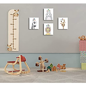 Quzenu Nursery Wall Decor Safari Animal Pictures Kids Inspirational Wall Art for Baby Room Decor Cute Animals Canvas Prints Jungle Room Decor