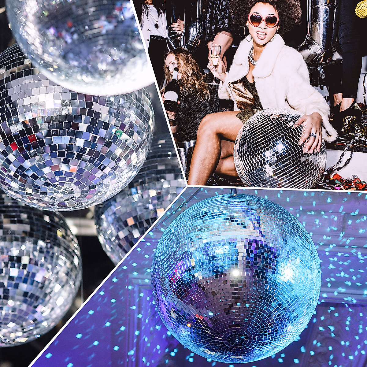 PP OPOUNT 4720 PCS Disco Ball Tiles, 5 x 5 mm Self-Adhesive Mirror Tiles for DIY Disco Balls, Mini Glass Tiles for Art Collage, Indoor Outdoor Craft Decoration(Silver)