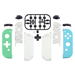 eXtremeRate Mint Green & Heaven Blue DIY Housing (D-Pad Version) with Full Buttons for Joycon Handheld Controller, Replacement Shell for Nintendo Switch & Switch OLED [Only The Shell, NOT The Joycon]
