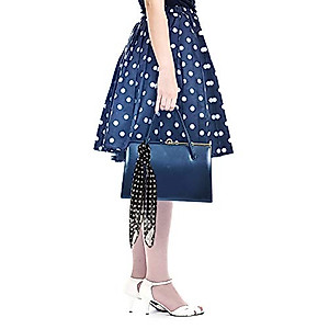 Boao 1950s Chiffon Scarf Polka Dot Retro Hair Tie 50s Sheer Square Neck Head Scarf Vintage Neckerchief for Women Girls (Black with White Dots)