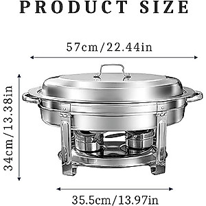 Oval Chafing Dish Set, Stainless Steel Food Warmer for Caterings Banquet Parties, Buffet Server Warming Tray with Water Pans and Fuel Holders