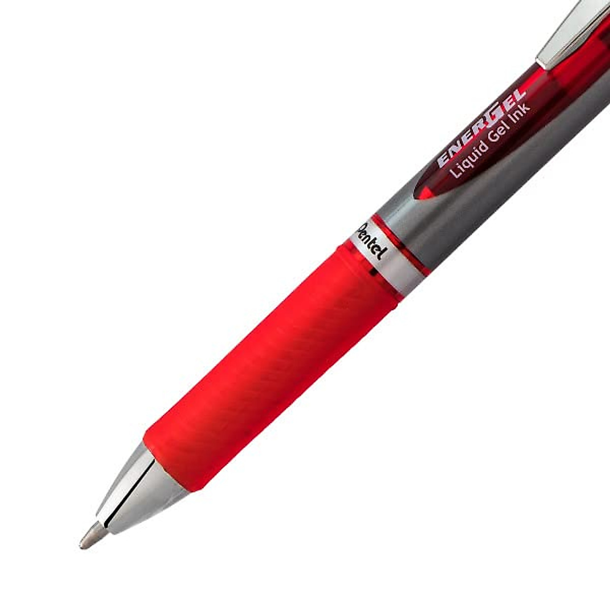 Pentel EnerGel RTX Retractable Liquid Gel Pen, (1.0mm) Metal Tip, Bold Line, Assorted Ink Colors (Red, Blue, Green, Violet)