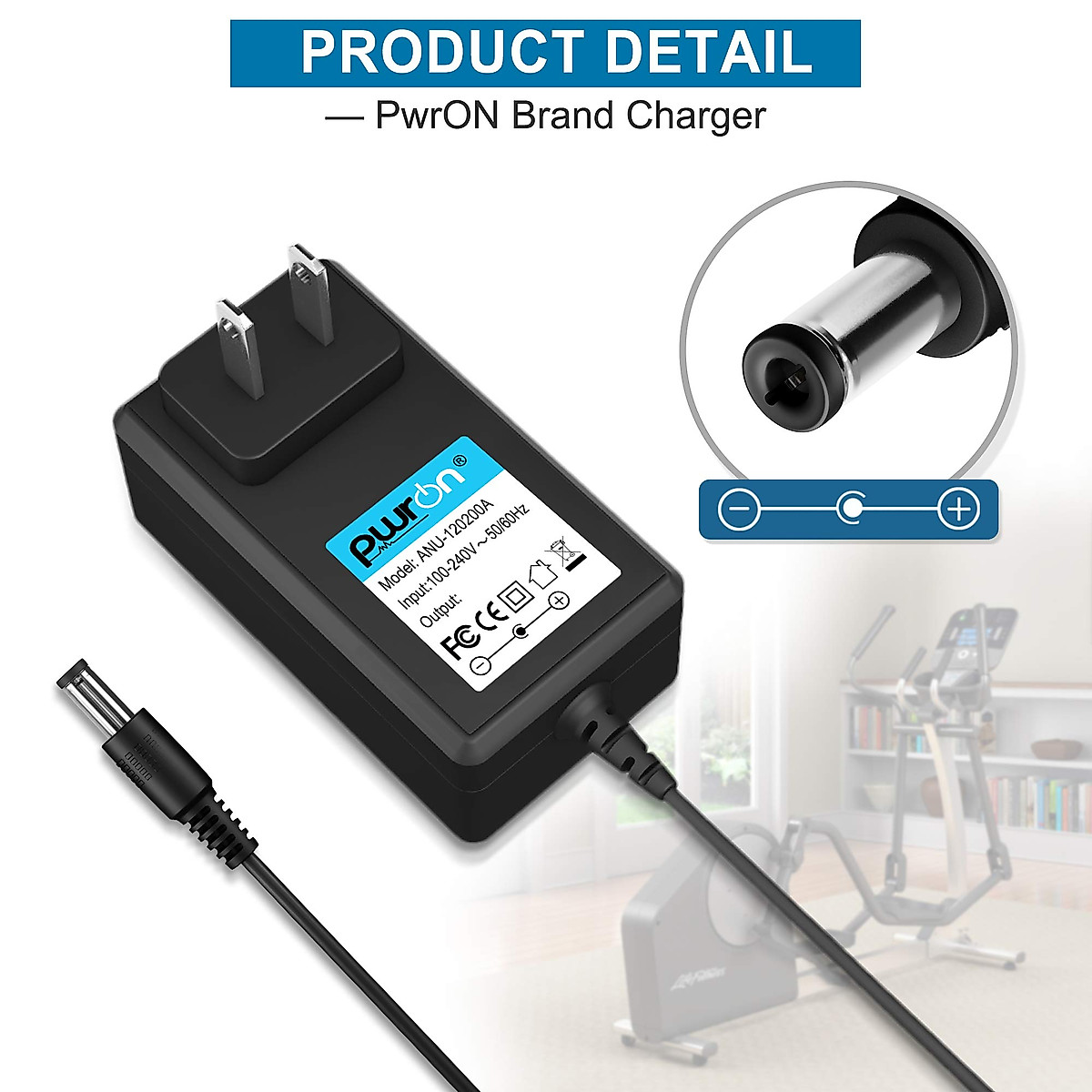 PwrON US Plug AC/DC 10V 1A Power Supply Adapter Wall Charger 5.5x2.1mm Center+