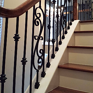Iron Railing Stairs Slant/Angled/Pitch Baluster Shoe for 1/2" Scroll Basket Twist Knuckle Iron Spindles Shoe Stair Parts (Real Satin Black not Matte)
