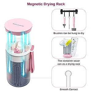 MeryStar Travel Bottle Cleaner Kit, Baby Bottle Brush Set with Silicone, Bottle Cleaner Brush and Drying Rack for Travel and Family Visits, Gift for New Moms (Pink)