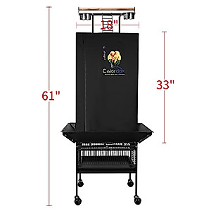 Colorday Good Night Bird Cage Cover for Large Bird Cage with Play Top (Patent Pending),Black 61"