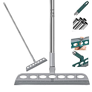 Squeeze Silicone Broom Sweeping,Magic Broom Sweeping Brush Multifunction Magic Broom Sweeper Detachable Floor Squeegee Glass Wiper for Bathroom Kitchen Tile Cleaning (Gray)