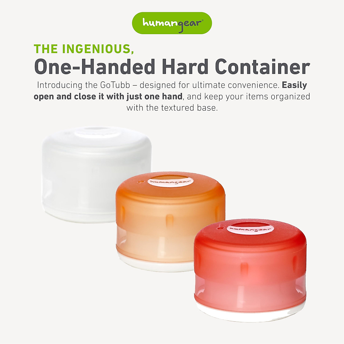 humangear GoTubb | Hard Container | Easy Open | Food-Safe Material, Clear/Orange/Red, Small