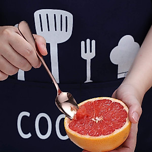 HOMQUEN Rose Gold Grapefruit Spoons 3 Pieces Set, 2 Stainless Steel Grapefruit Spoon and 1 Grapefruit Knife with Titanium Plating, Grapefruit Utensil Set, Serrated Edges Spoon Pack of 3