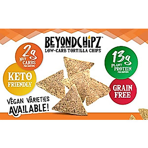 BeyondChipz Low Carb Tortilla Chips, Salty Good, Keto Friendly, Gluten Free, 5.3oz Bag, Pack of 4