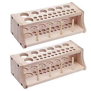 2-Pack [27 Slot] Wooden Tool Organizer Storage Station for Leather & Sewing Crafts, Workspace Organization