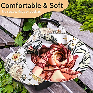 Floral Baby Car Seat Cover for Girl,Infant Carseat Canopy Sun Cover，Baby Carrier Cover with Zipped Peep Windows and Breathable Mesh, Stretchy 3in1Multi-use Stroller Cover