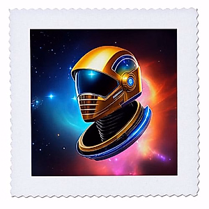 3dRose Space Portal Opens. Fantasy Space Helmet, Galaxy Light - Quilt Squares (qs-378797-2)