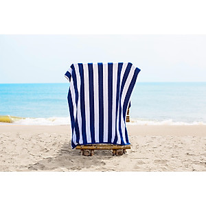 LANE LINEN Beach Towel Set of 4-100% Cotton Beach Towels, Cabana Stripe Pool Towels, Oversized Beach Towels for Adults (30" x 60”), Highly Absorbent, Large Beach Towels, Quick Dry Towel - Blue