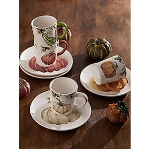 Bico Pumpkin Feast Ceramic Mugs, Set of 4, for Coffee, Tea, Drinks, Microwave & Dishwasher Safe