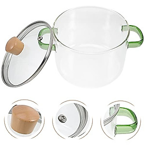 ERINGOGO Ramen Cookware Tea Pot Glass Pots Tea Kettle Stovetop Clear Glass Pot Kitchen Stew Pot Clear Saucepan Glass Pot for Soup Cooking Pot Mushroom Hand-pulled Noodle Binaural Butter