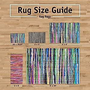 CC Home Furnishings 24" x 36" Blue and White Striped Squares Reversible Recycled Rag Rug