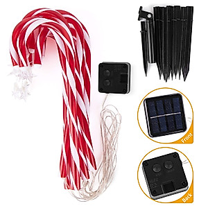 20 Pack Christmas Decorations Outdoor Solar Candy Cane Lights Pathway Markers Lights with Star for Walkway, Driveway, Lawn, Yard, Garden, Home Decoration