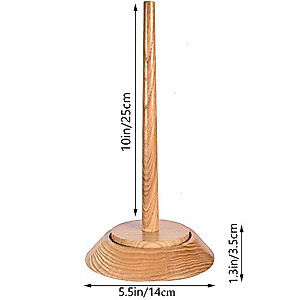 BarvA Double Wood Yarn Holder Advanced Metal Twirling Mechanism Lazy Susan Big Stand Ball Spindle Sewing Crocheting Tool Wool Cord Organizer Ribbon Storage Knitting Embroidery Thread Crochet Accessory