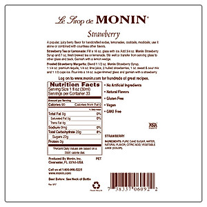 Monin - Strawberry Syrup, Mild and Sweet, Great for Cocktails and Teas, Gluten-Free, Non-GMO (1 Liter)