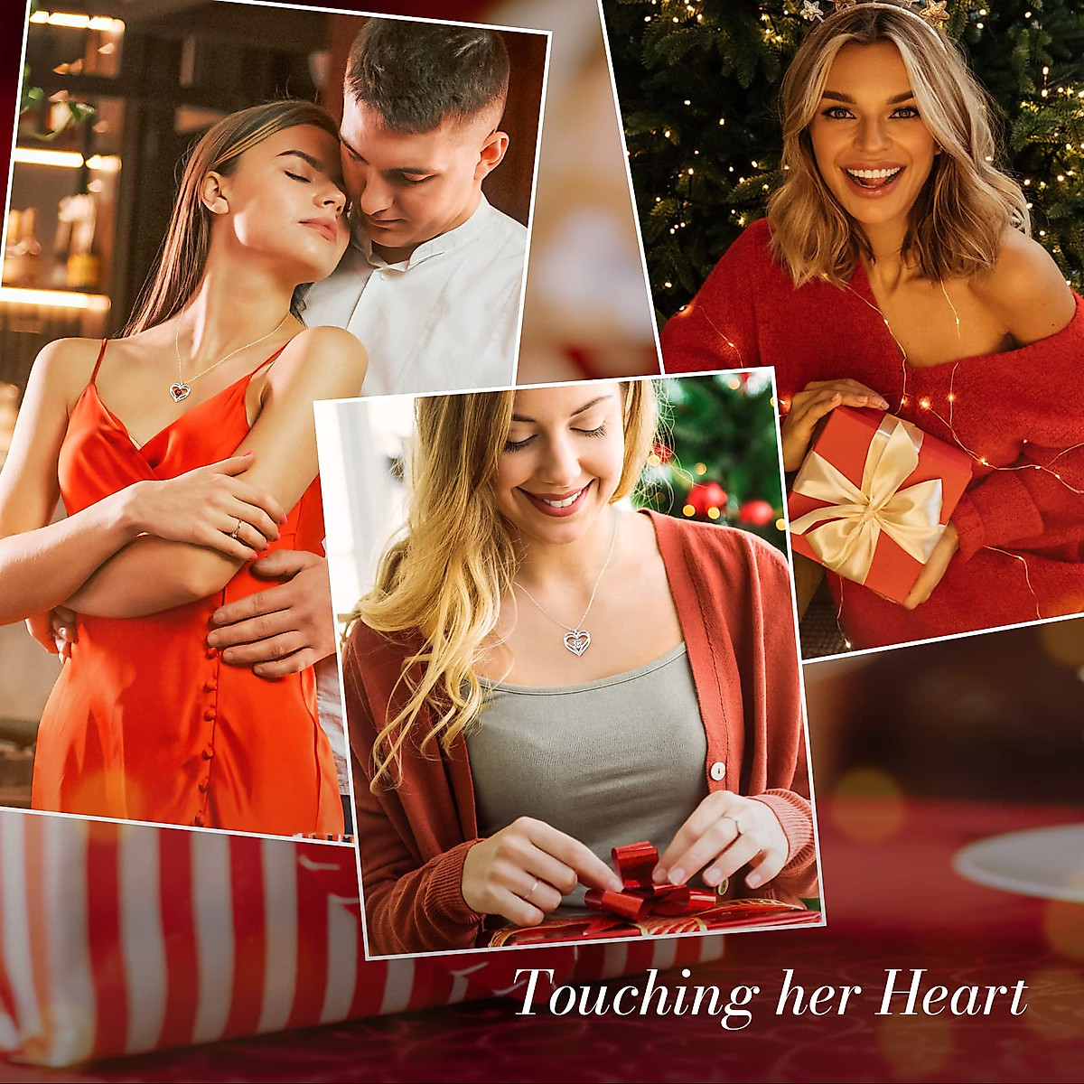 CDE Necklaces for Women,925 Sterling Silver Forever Love Heart Pendant Necklace,Birthday Ideal Jewelry Gift for Wife Mother Her