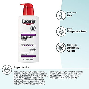 Eucerin Roughness Relief Body Lotion, Unscented Body Lotion for Dry Skin, 16.9 Fl Oz Pump Bottle