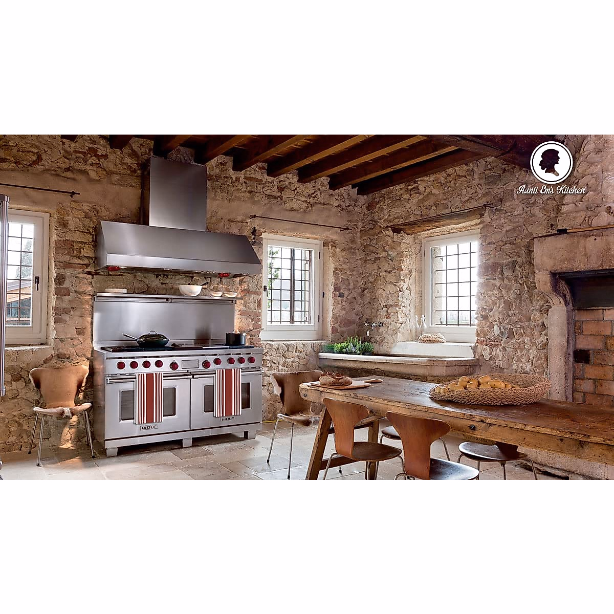 Aunti Em's Kitchen Designer Hand and Kitchen Dish Towels Woven from 100% Responsibly-Farmed, Thick, Luxurious Cotton, Oversized 20 x 30 inches, One Half Dozen, Wine Stripe