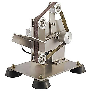 DIY Mini Electric Belt Sander Multifunctional Grinding Machine, Electric Knife Apex Edge Sharpener, Small DIY Polishing Machine with 10 pcs Sand Belts