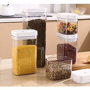 Airtight Food Storage Containers Set, 5 Pack BPA Free Plastic Cereal Containers with Easy Lock Lids, Storage Containers for Pantry Organization, Kitchen Canisters for Flour, Oats & Cereal