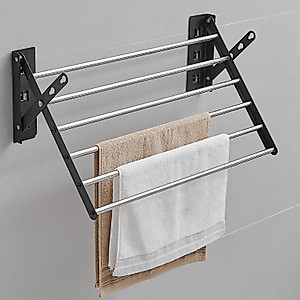 NEWRAIN Clothes Drying Rack, Wall Mounted Laundry Drying Rack Clothing,23" Wide Stainless Steel Hanging Drying Rack