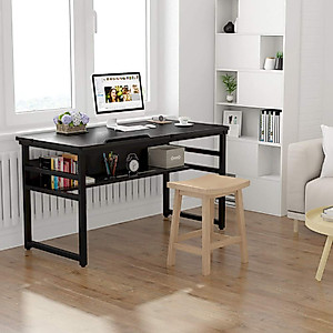 Tribesigns Modern Drafting Desk Drawing Table with Storage Shelf, 55 inch Large Computer Desk Writing Desk Craft Workstation with Tiltable Tabletop for Artist, Home Office (Black)