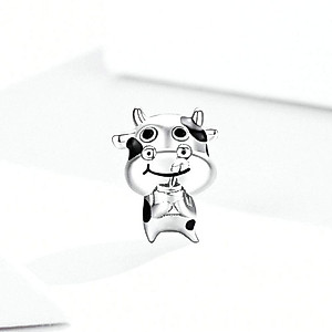 Cow Charm 925 Sterling Silver Cat Charm Bat Charm Peacock Charm Animal Charm Birthday Charm Gift Charm for Pandora Charm Bracelet (Cow)