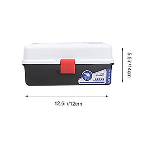 Yardwe 3- Layer Plastic Organizer Box Sewing Box Multipurpose Organizer with Removable Tray Portable Handled Storage Case for Art Craft and Cosmetic Black