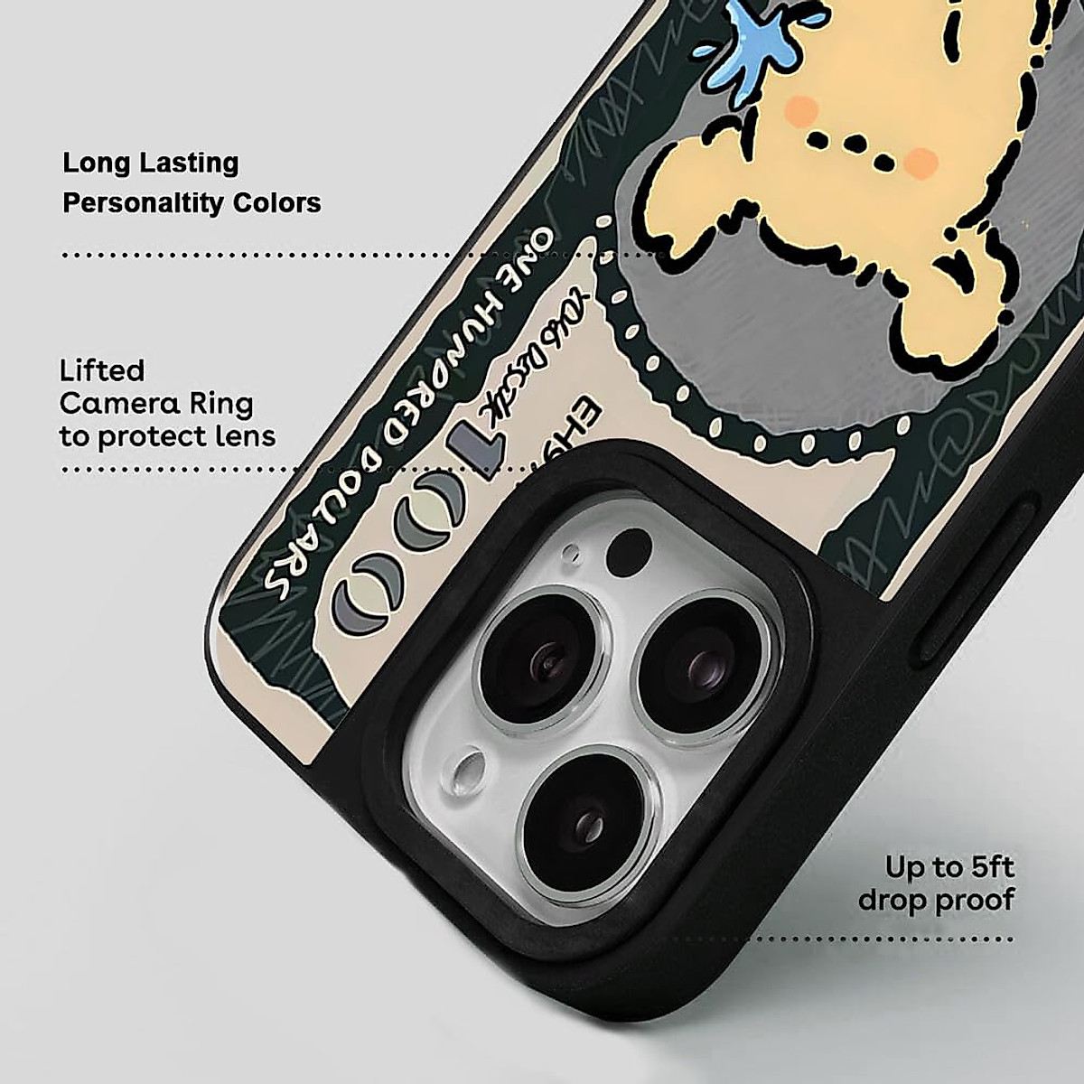 Ehreus Couple Matching Phone Case for iPhone 16 15 14 13 12 11 Pro Max Plus Mini XR X XS 7 8 SE, Aesthetic 100 Dollars Pattern iPhone Case Shock-Absorbent Hard Print Phone Case for Women Men Girls