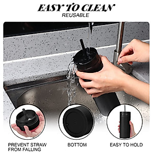 Gandeer 18 Pieces Skinny Acrylic Tumbler with Lid and Straw 16 oz Matte Cups Double Layer Plastic Tumbler Cups Vinyl Customized DIY Gifts for Parties, Birthdays, Home, Office, Bridal Shower (Black)