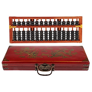 MonkeyJack 15 Column Vintage Chinese Wooden Bead Arithmetic Abacus with Box for Children Adults Gift