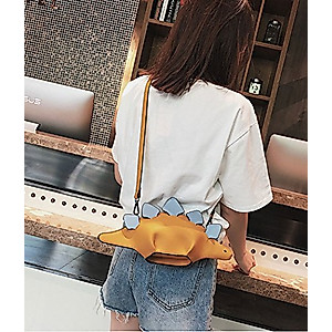 MILATA Dinosaur Shape Cross Body Bag Women Pu Leather Chic Clutch Purse for Girls (yellow)