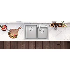 Ruvati 33 x 22 inch Drop-in Topmount Kitchen Sink 16 Gauge Stainless Steel 60/40 Double Bowl - RVM5166