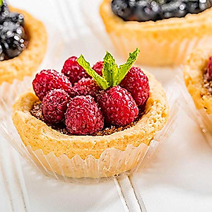 Restaurantware 2 Ounce Mini Cupcake Liners, 200 Greaseproof Mini Muffin Papers - Disposable, Peel Off, Clear Plastic Clear Cupcake Wrappers, For Desserts or Foods, For Weddings, Birthday Parties-